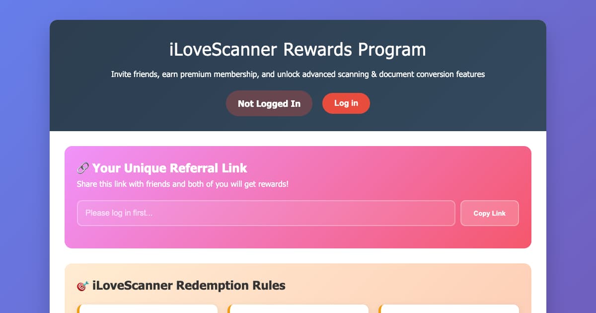 iLoveScanner Rewards Program - Earn Premium Time by Referring Friends