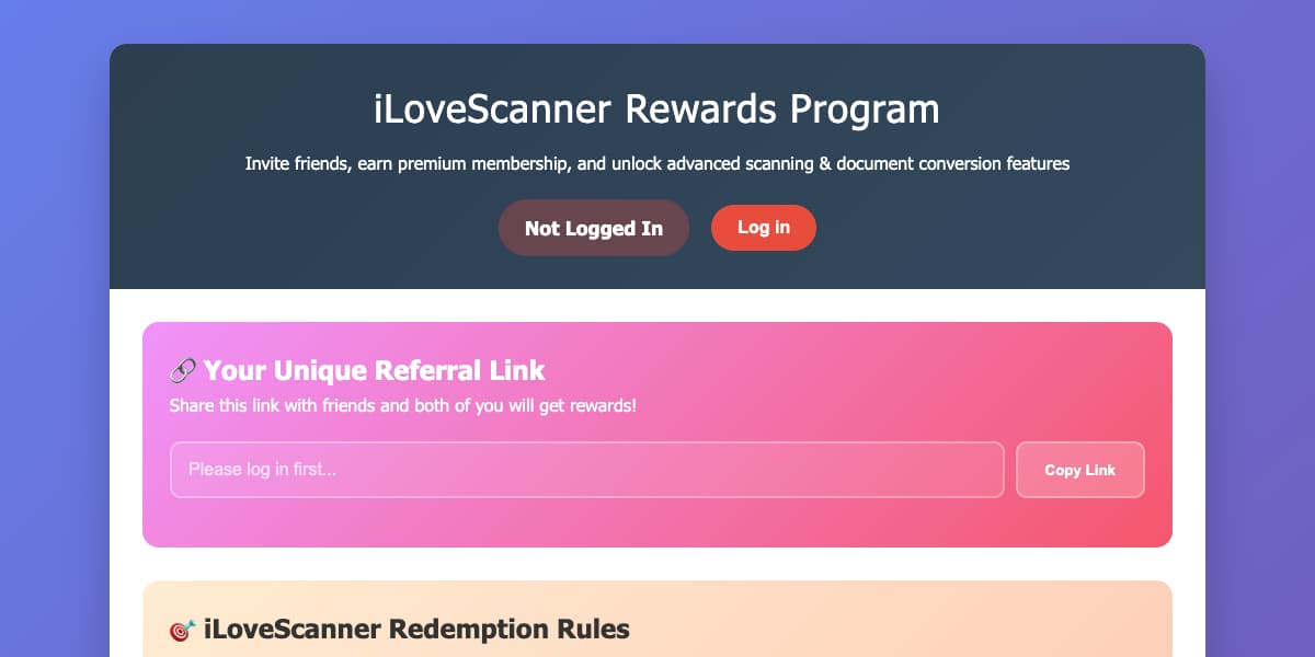 iLoveScanner Rewards Program - Earn Premium Time by Referring Friends